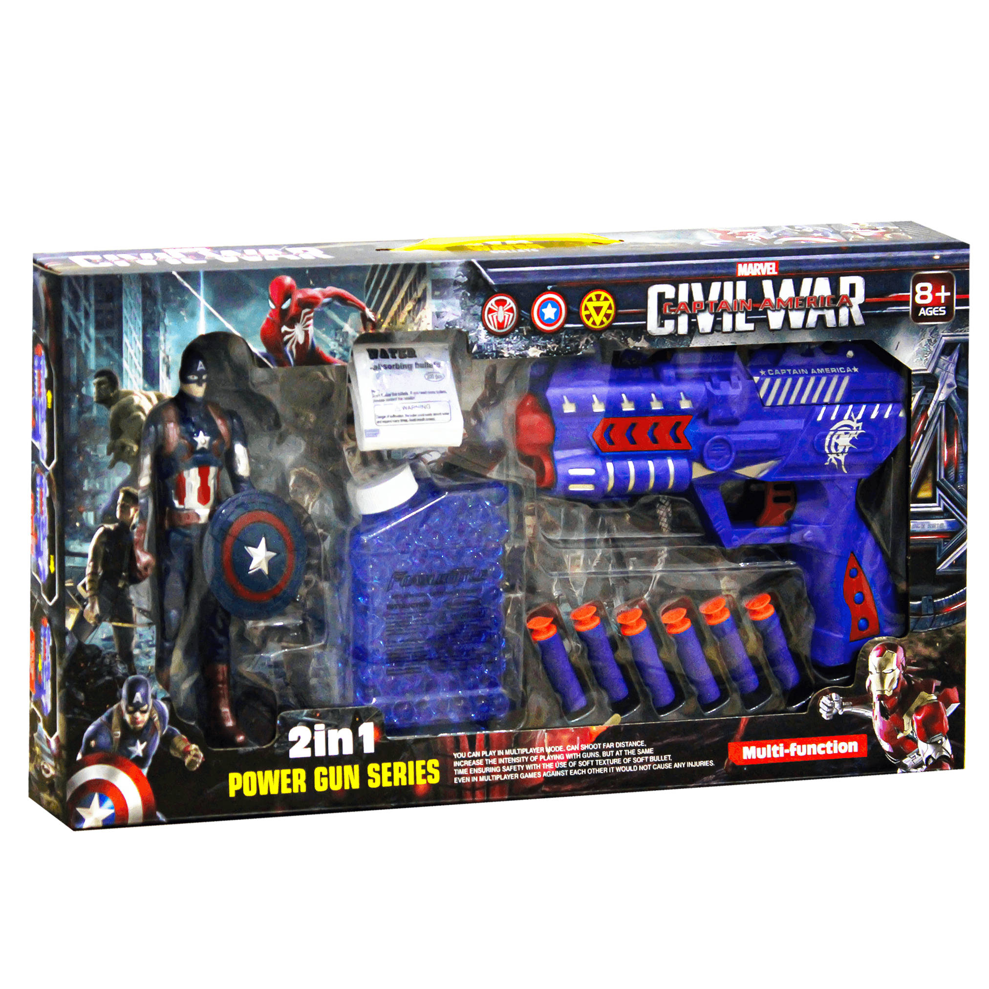 Avengers Marvel Captain America 2 In 1 Power Gun Soft and Water Bullet ...