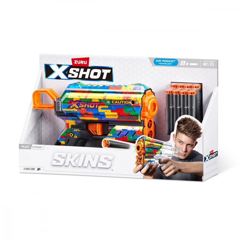 ZURU X-SHOT Blaster Skins Flux With 8 Darts - Striper – BumbleToys