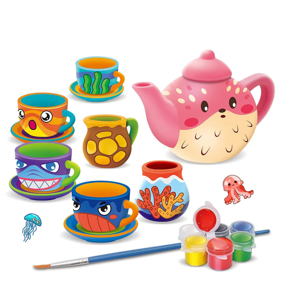 Create Your Own Tea Set - DIY - Ceramic Painting Set, 3+ - 14 Pcs ...
