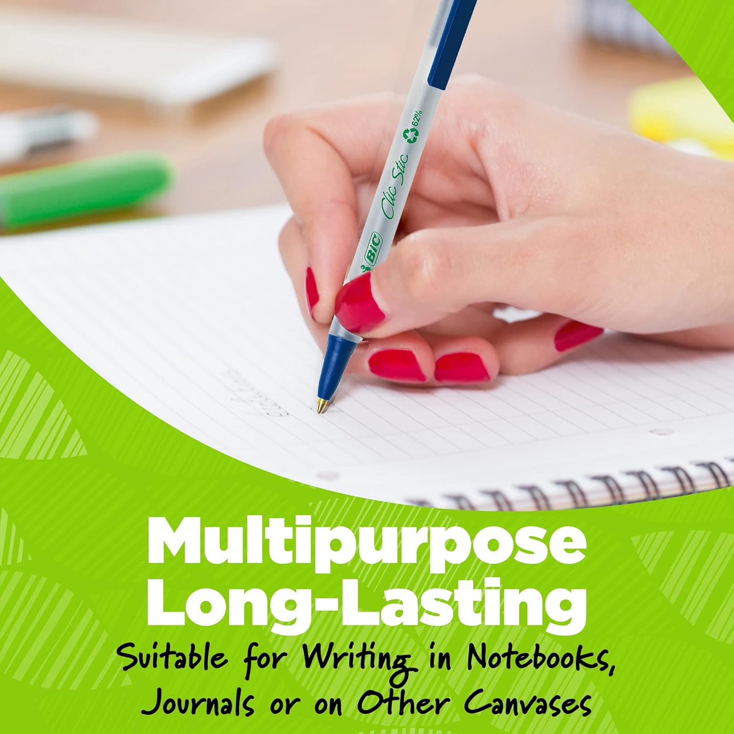 BIC Ecolutions Clic Stic Blue Ballpoint Pens, Medium Point (1.0mm), 12 – BumbleToys