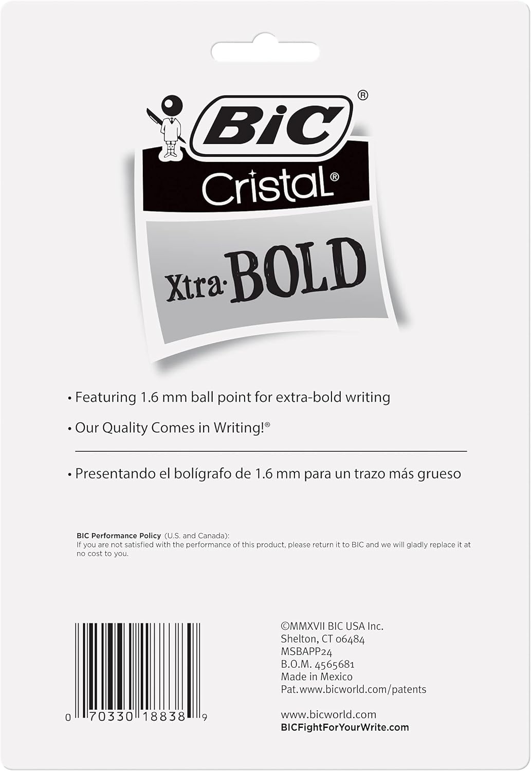 BIC Cristal Xtra Bold Ballpoint Pens, Bold Point (1.6mm) For Vivid And ...