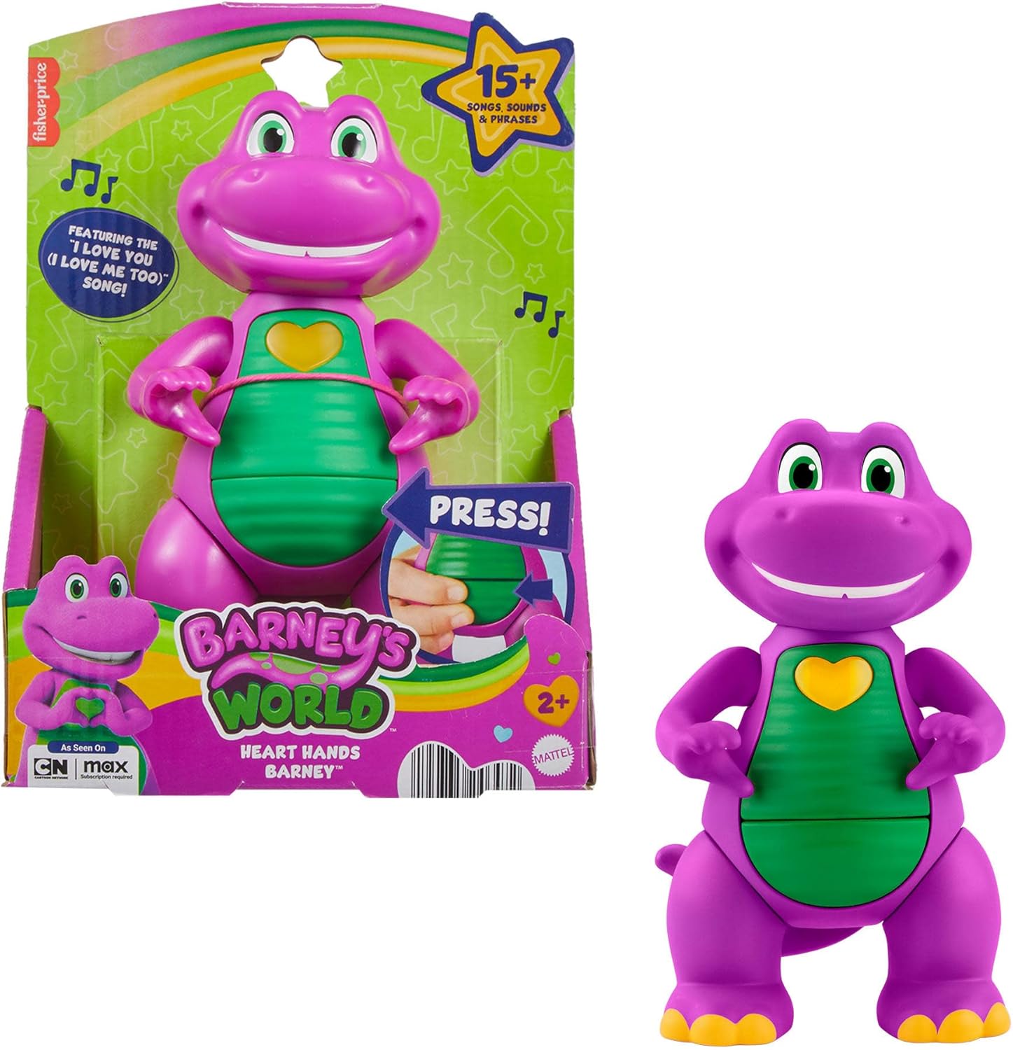 Barney Fisher-Price World Musical Toy Heart Hands Figure, 5.7 Inches T ...