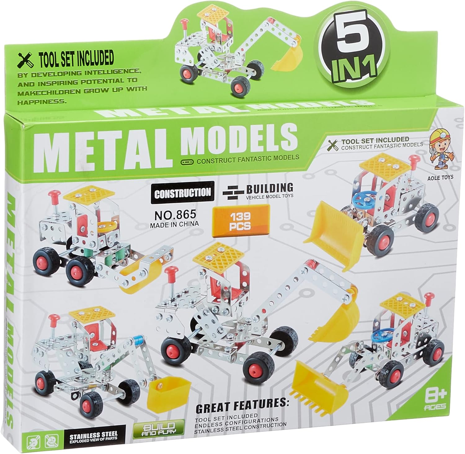 5-in-1 DIY Metal Construction Kit | 139-Piece STEM Vehicle Set | Bumble ...