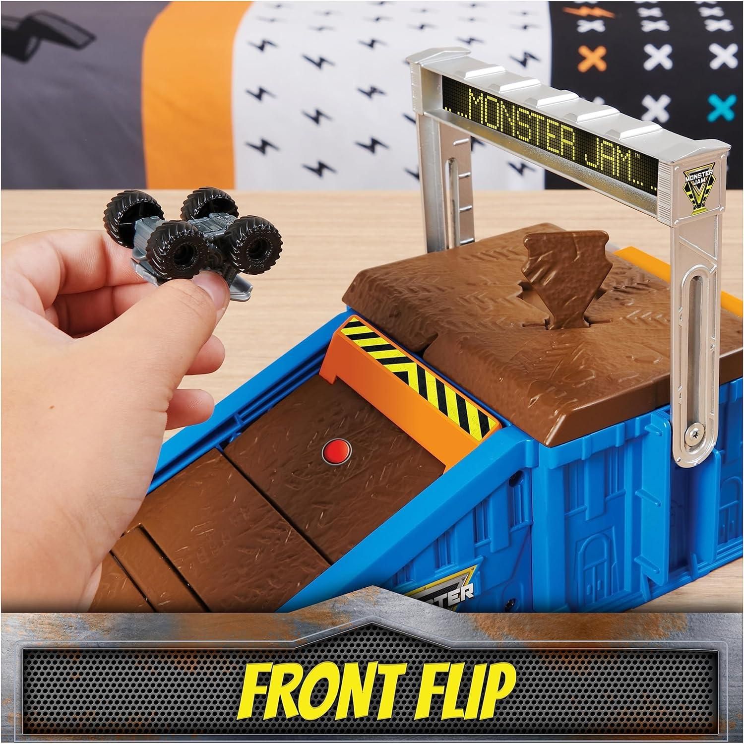 Monster Jam Mini Freestyle Flip Arena Playset and Storage with 2 Mini ...